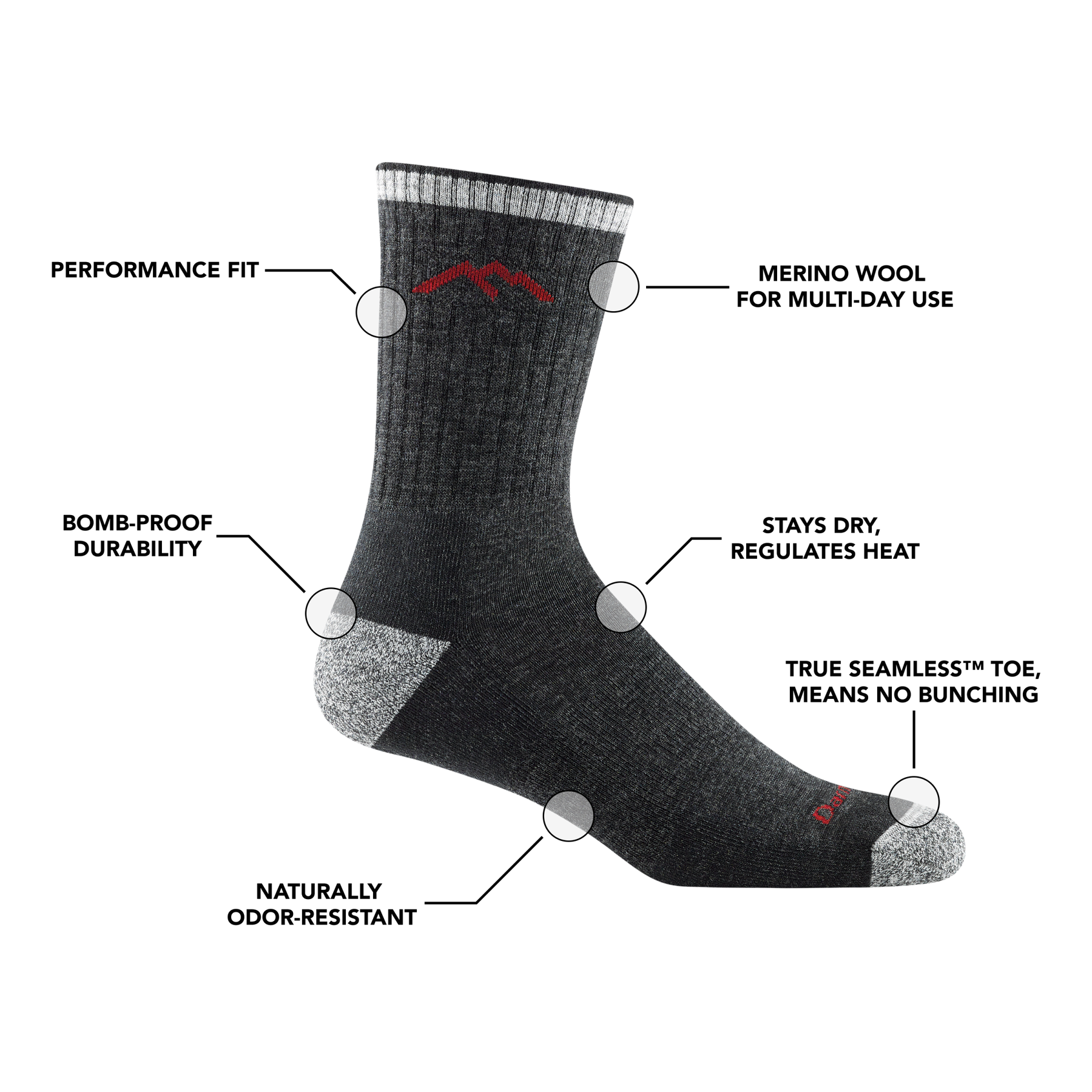 Men's 1466 Hiker Micro Crew Cushion Hiking Socks – Darn Tough